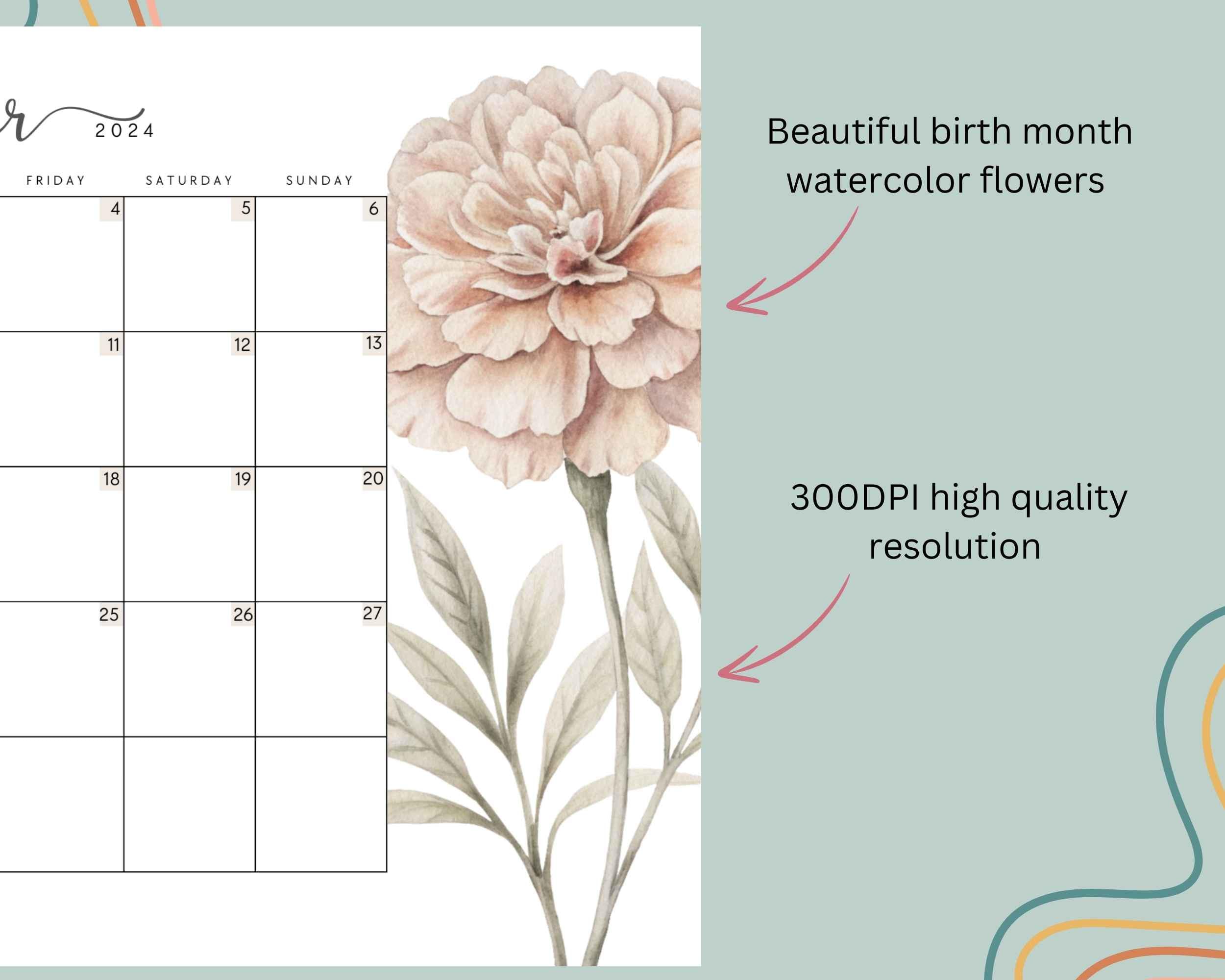 Mid Year Calendar Printable 2024-2025, Month at A Glance to Do List ...