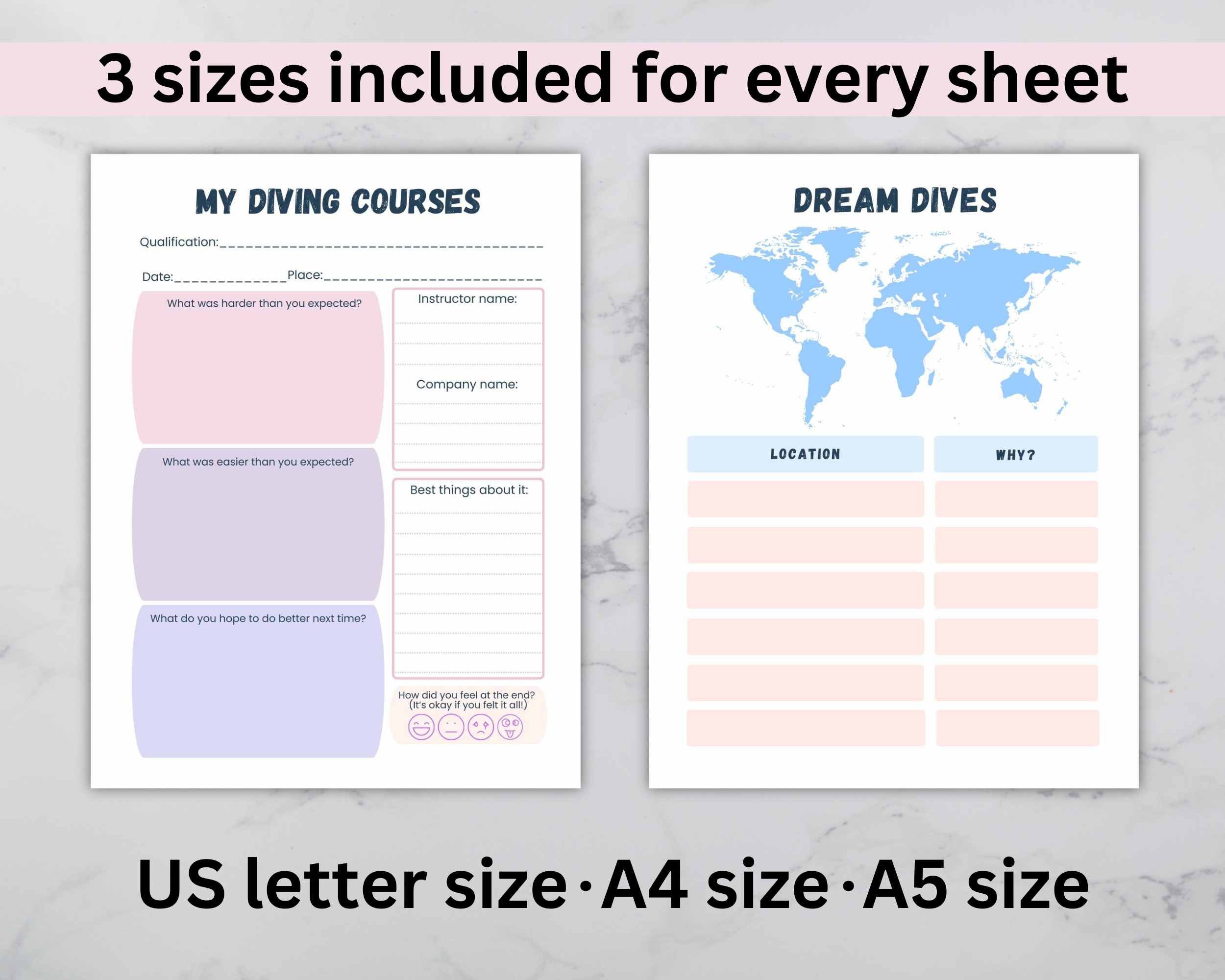 Scuba Planner Printable Planner for Scuba Divers Scuba Teachers Female ...