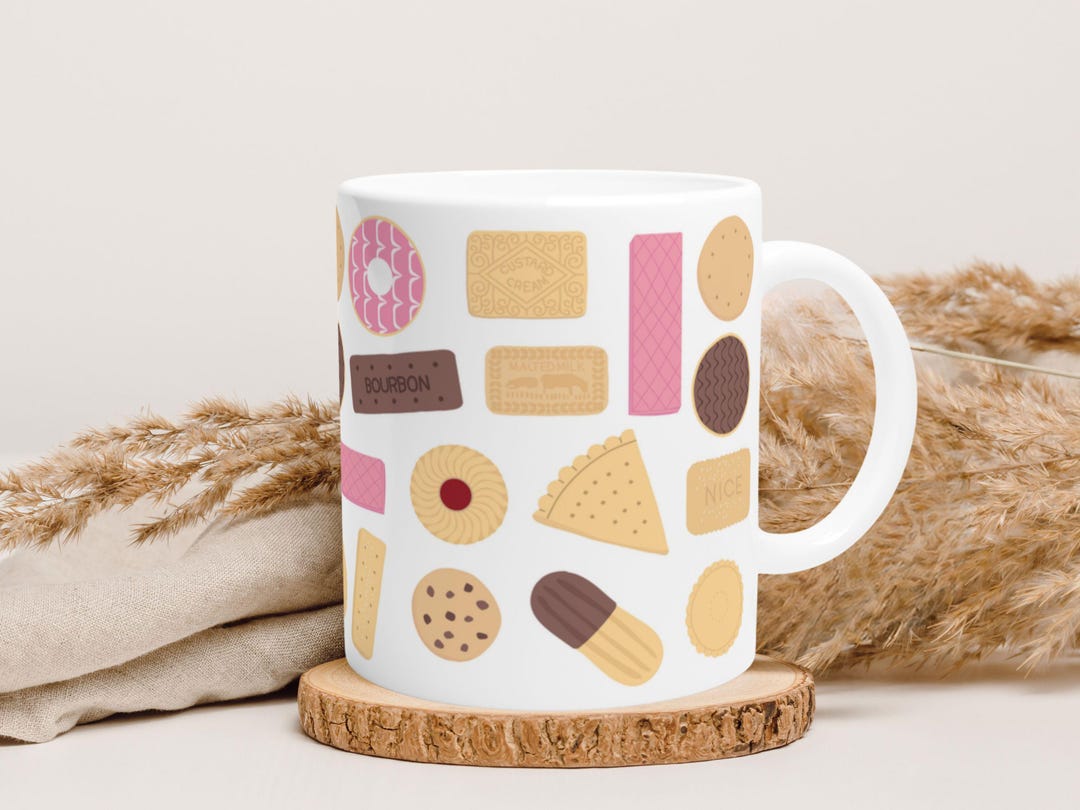Charming British Biscuits Mug, Fun Gift for Tea Lovers, Jammie Dodgers ...