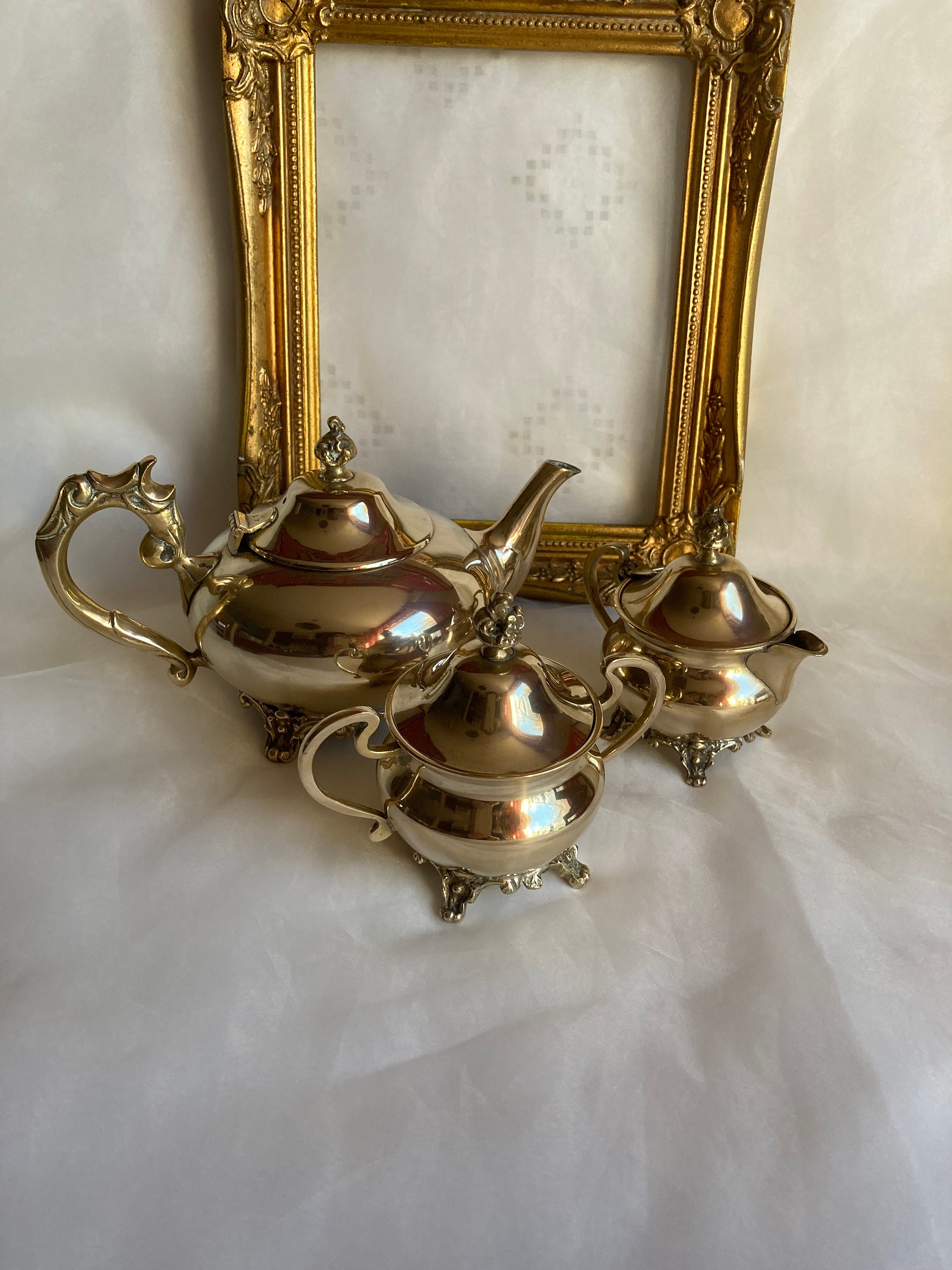 Old and Beautiful Three-piece Tea Set on Feet From EPNS. - Etsy