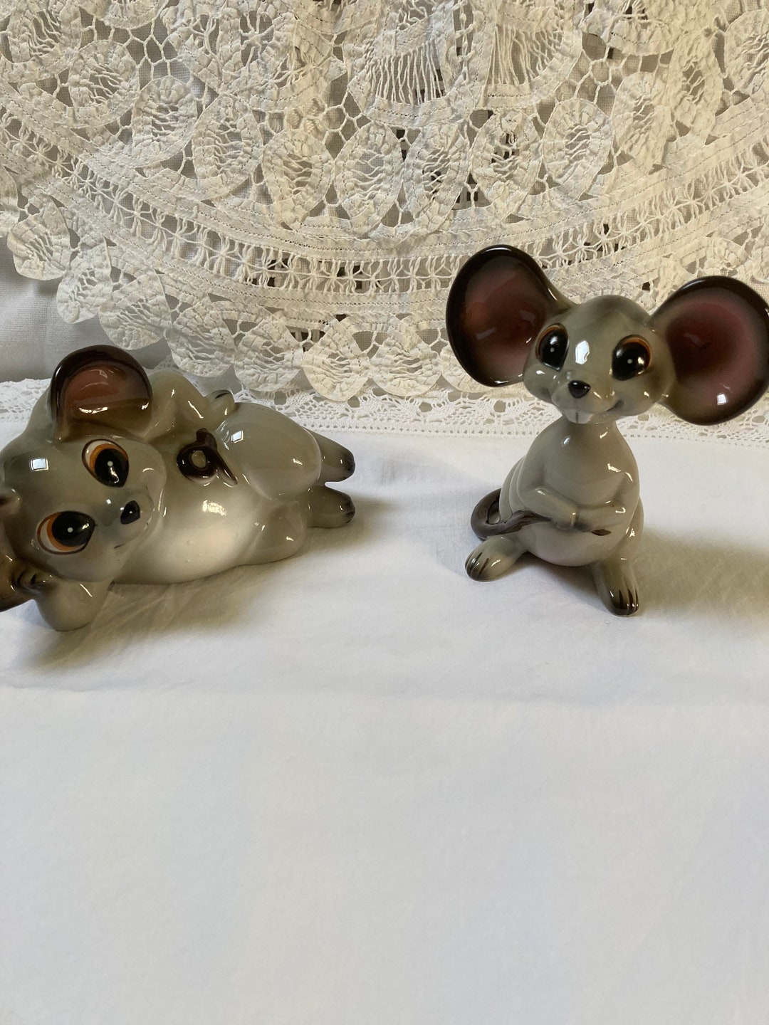 Big Ears Mouse Porcelain Figurines, Vintage From Japan - Etsy