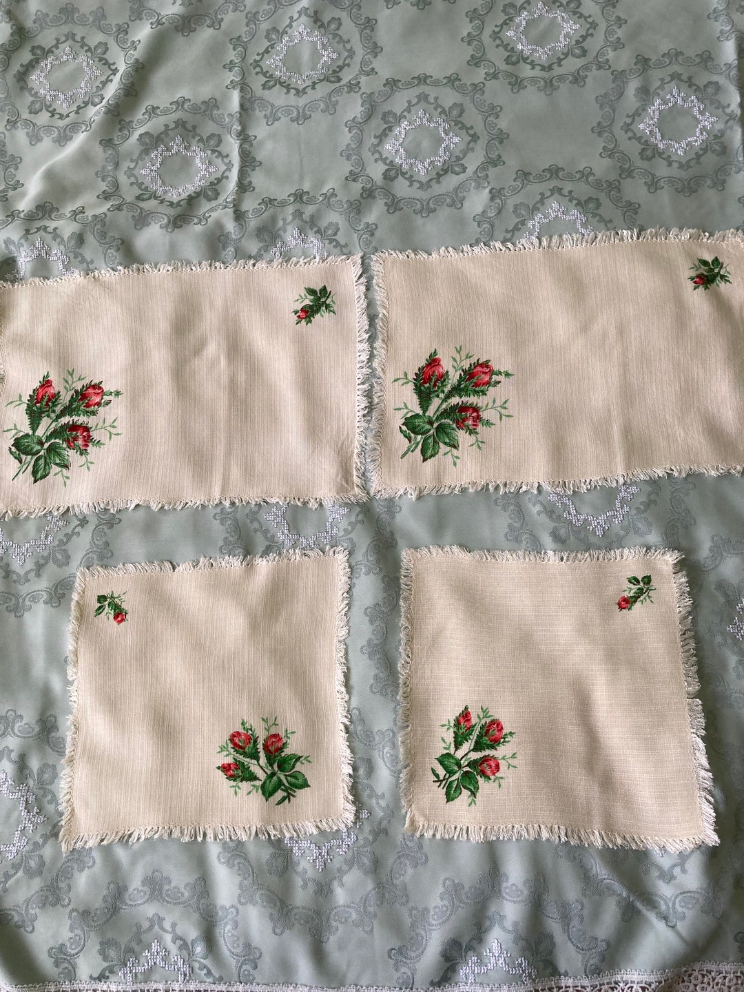 Vintage French Roses Wool Tablecloths Circa 1960-1970 - Etsy