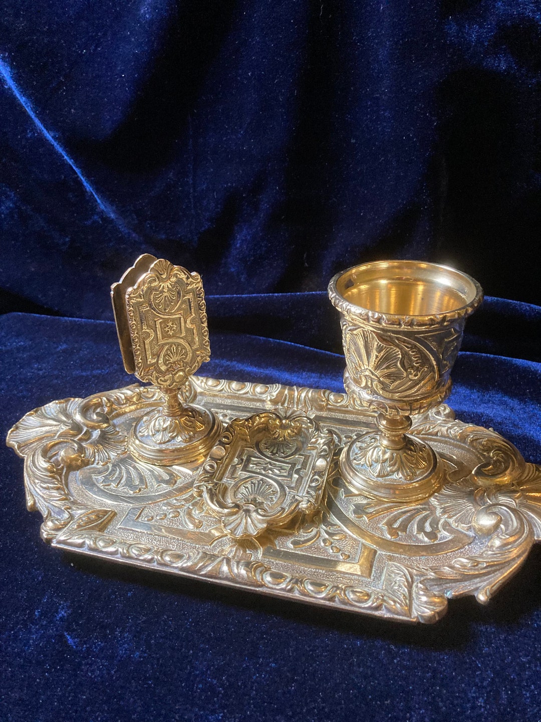 Antique Brass Cigarettes Table Set Louis XV Style. D.L DEPOSE No.8 - Etsy