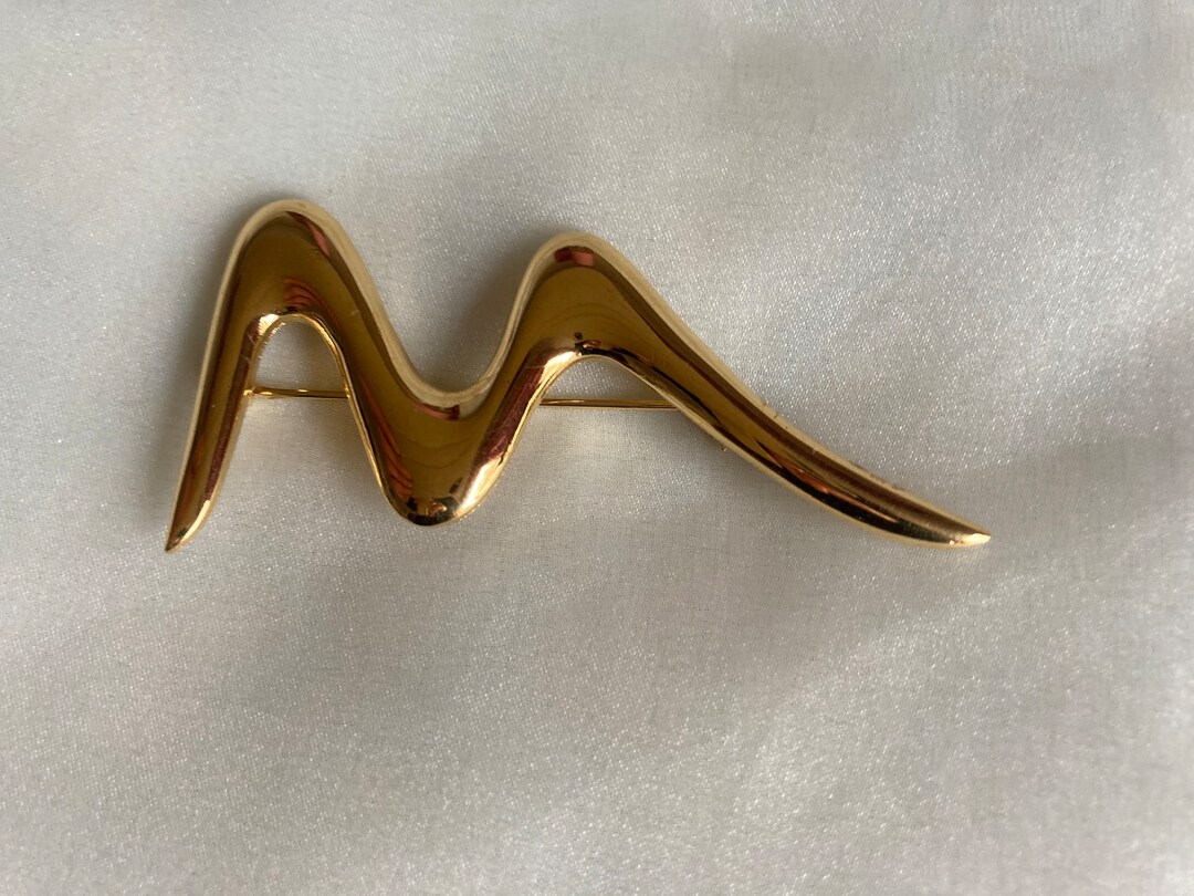 Vintage Monet Gold Plated Brooch Letter M - Etsy