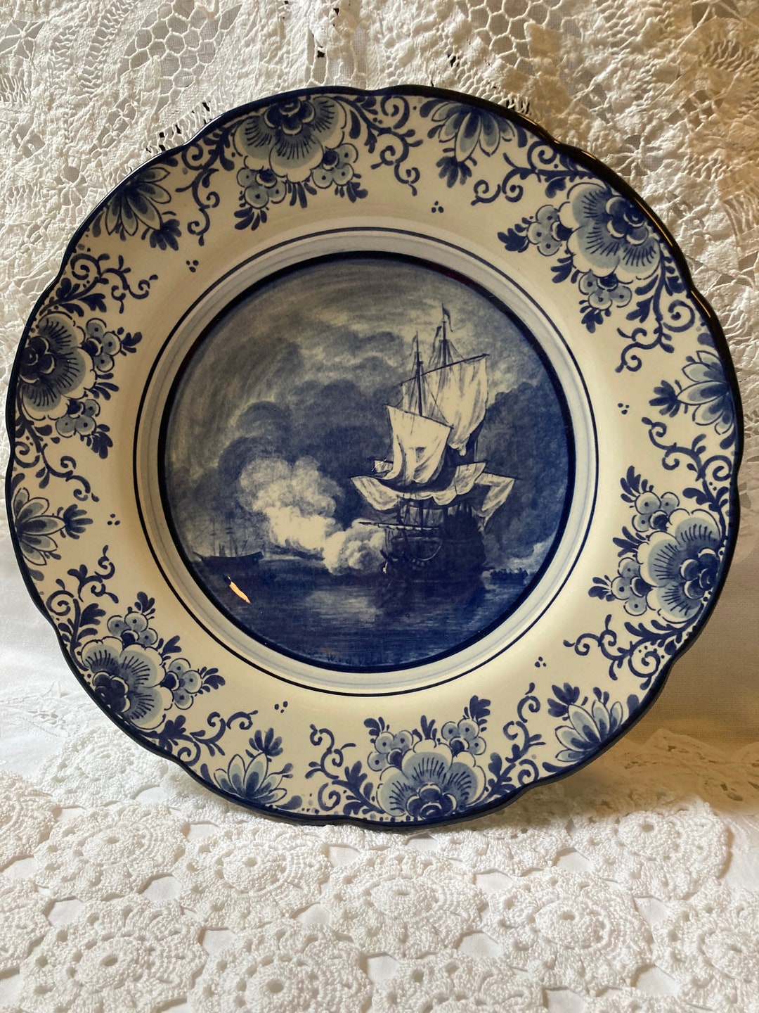 Maritime Rare Delft Blue Wall Sign the Cannon Shot to Van De Velde - Etsy
