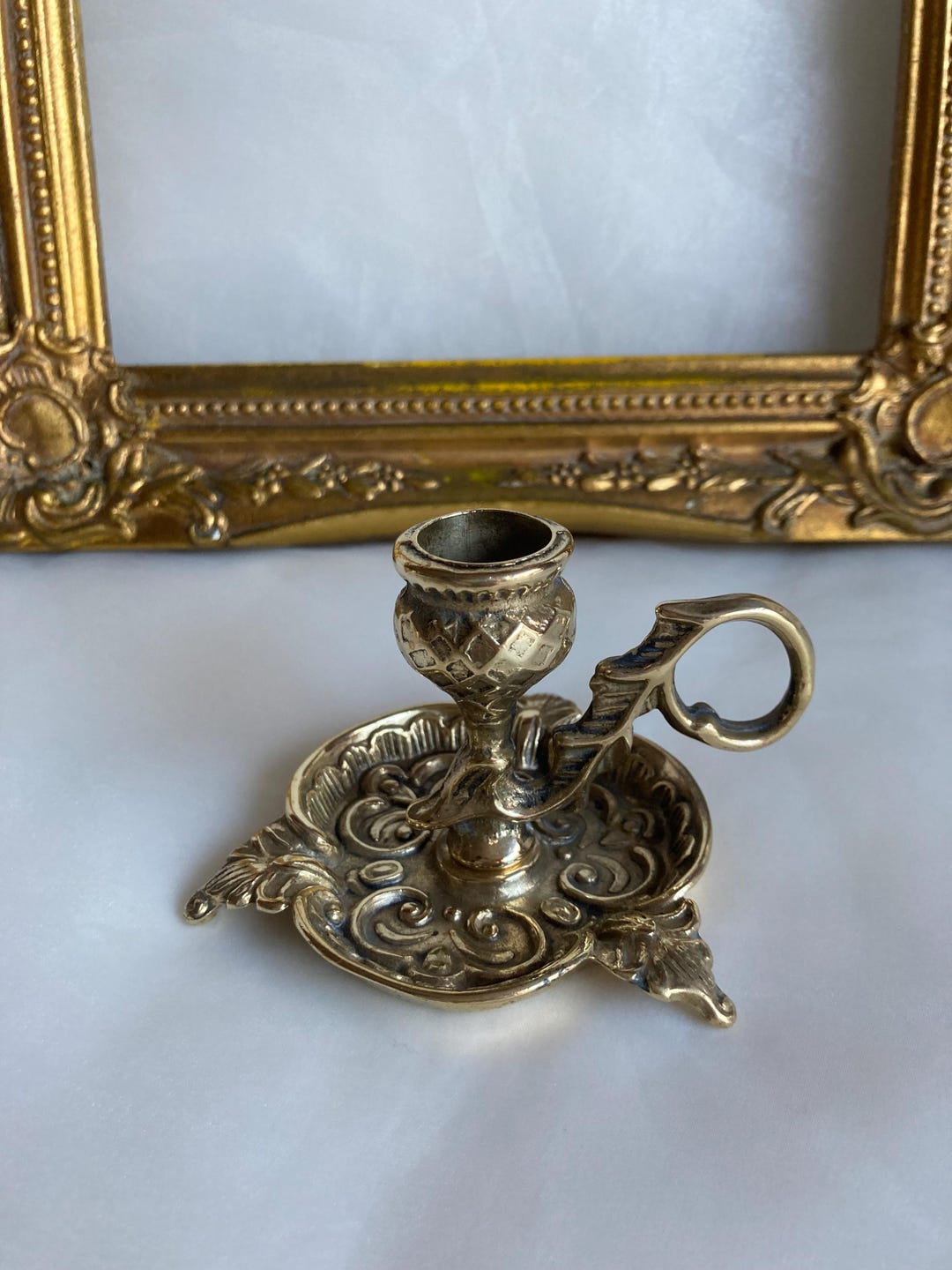Vintage Brass Candlestick With Handle. Baroque Style. - Etsy