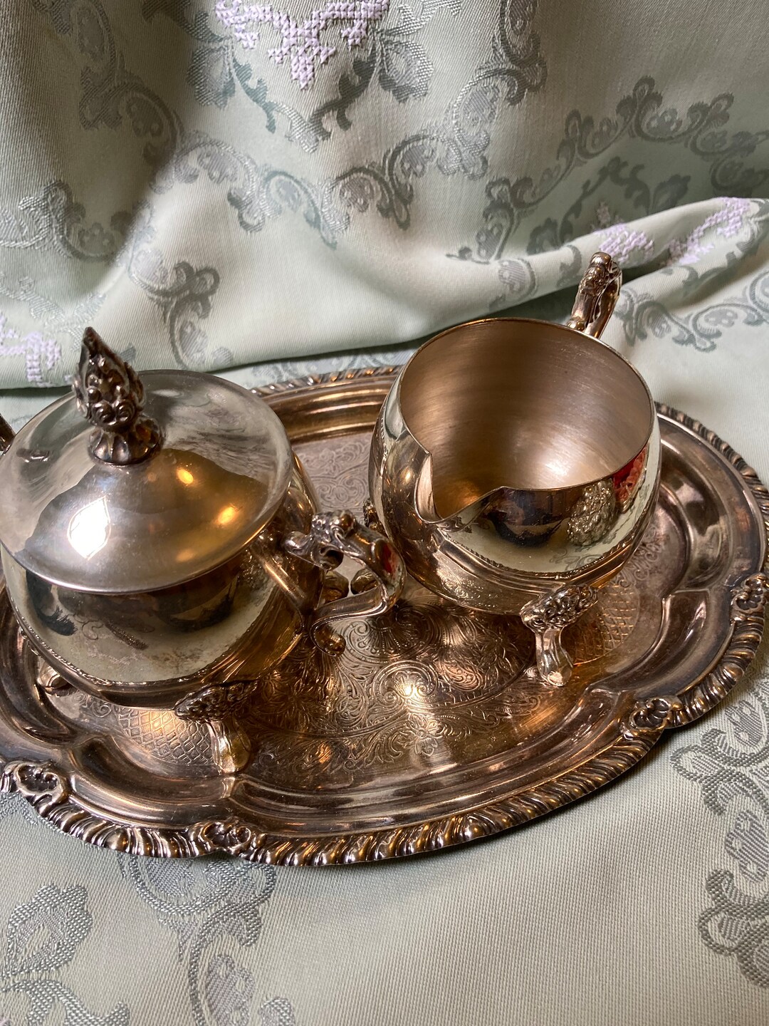 Vintage Raimond US Silverplate Sugar Bowl and Creamer on a Tray 1960 - Etsy
