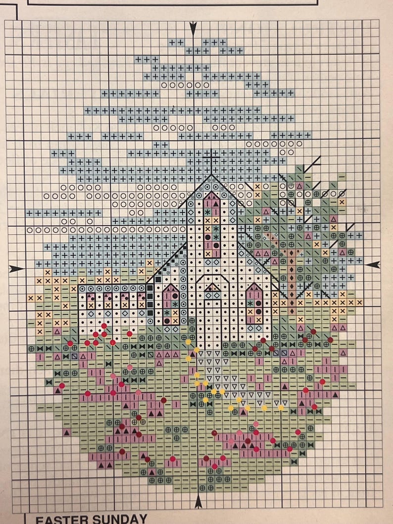 Easter Sunday Church Cross Stitch Pattern - Etsy