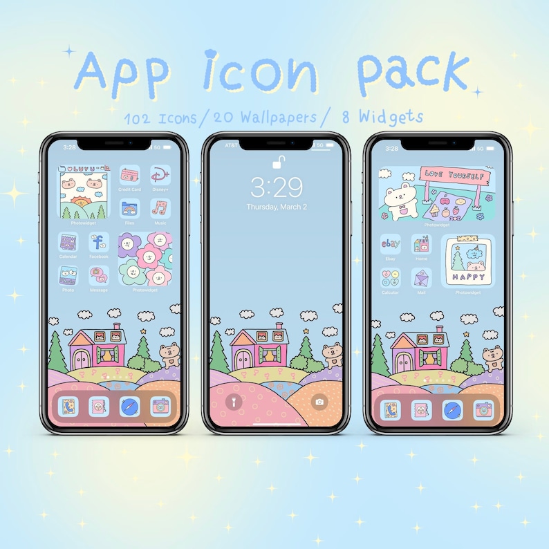 130 App Icon Pack,cute Icon,cute Widgets,kawaii App Icon,pastel Icon ...