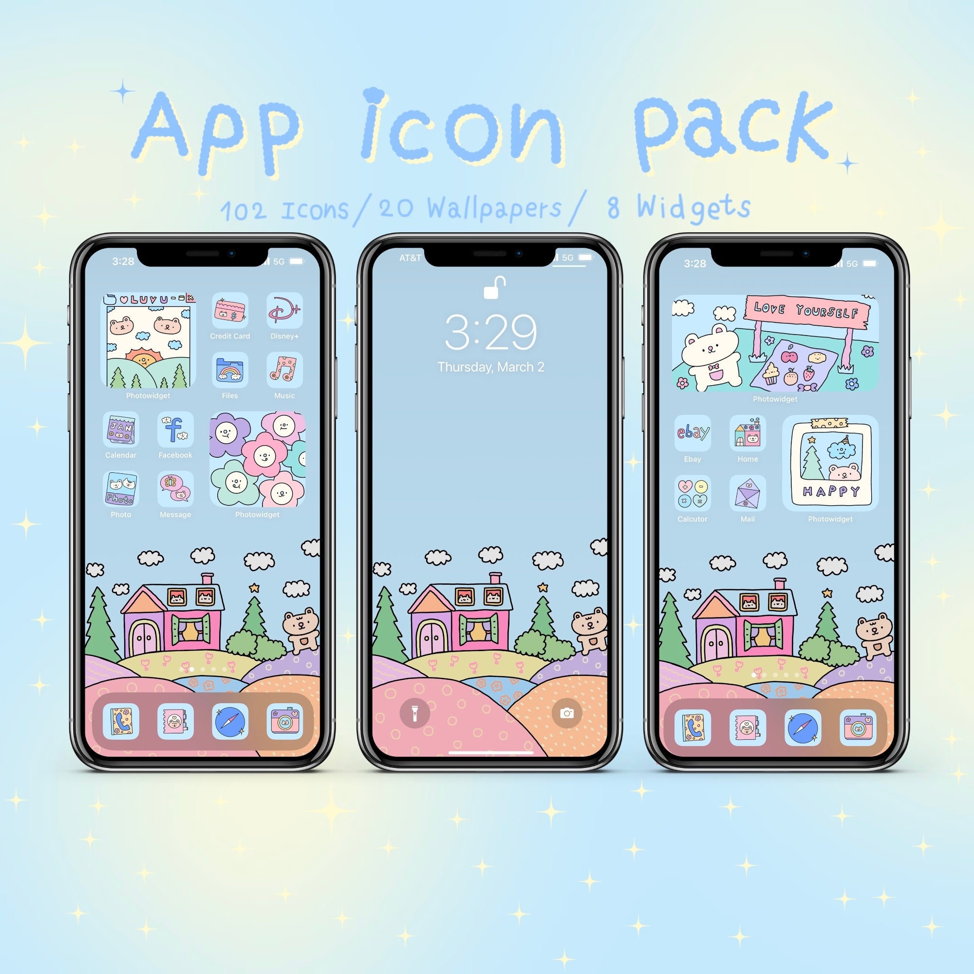 130 App Icon Pack,cute Icon,cute Widgets,kawaii App Icon,pastel Icon ...