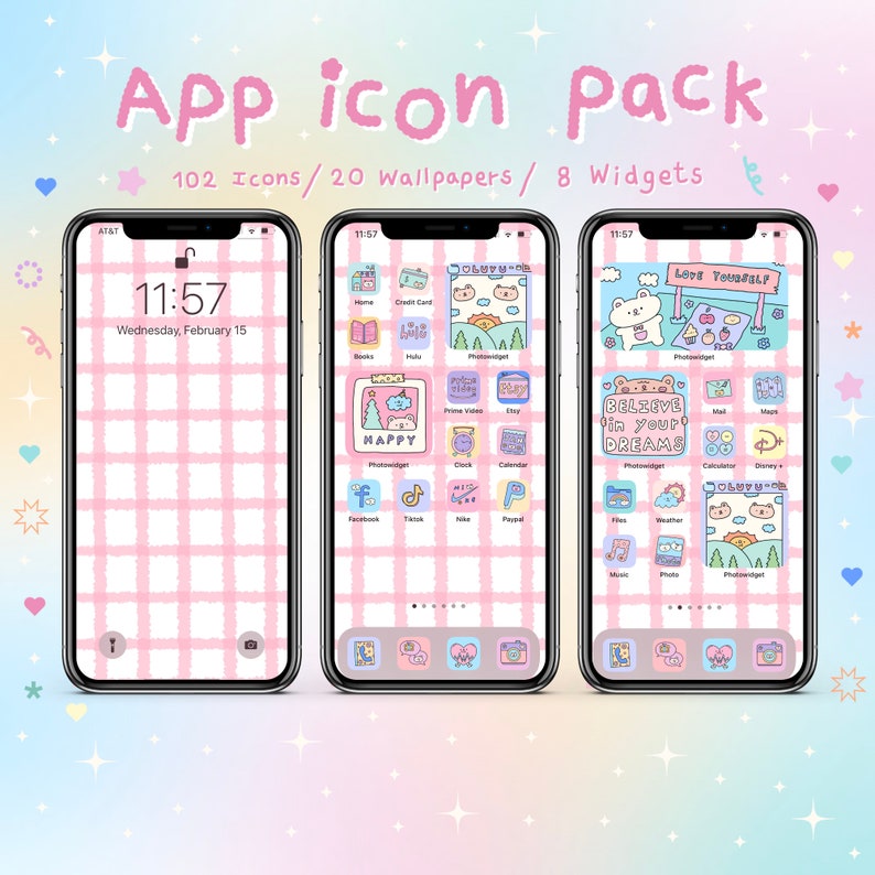 130 App Icon Pack,cute Icon,cute Widgets,kawaii App Icon,pastel Icon ...