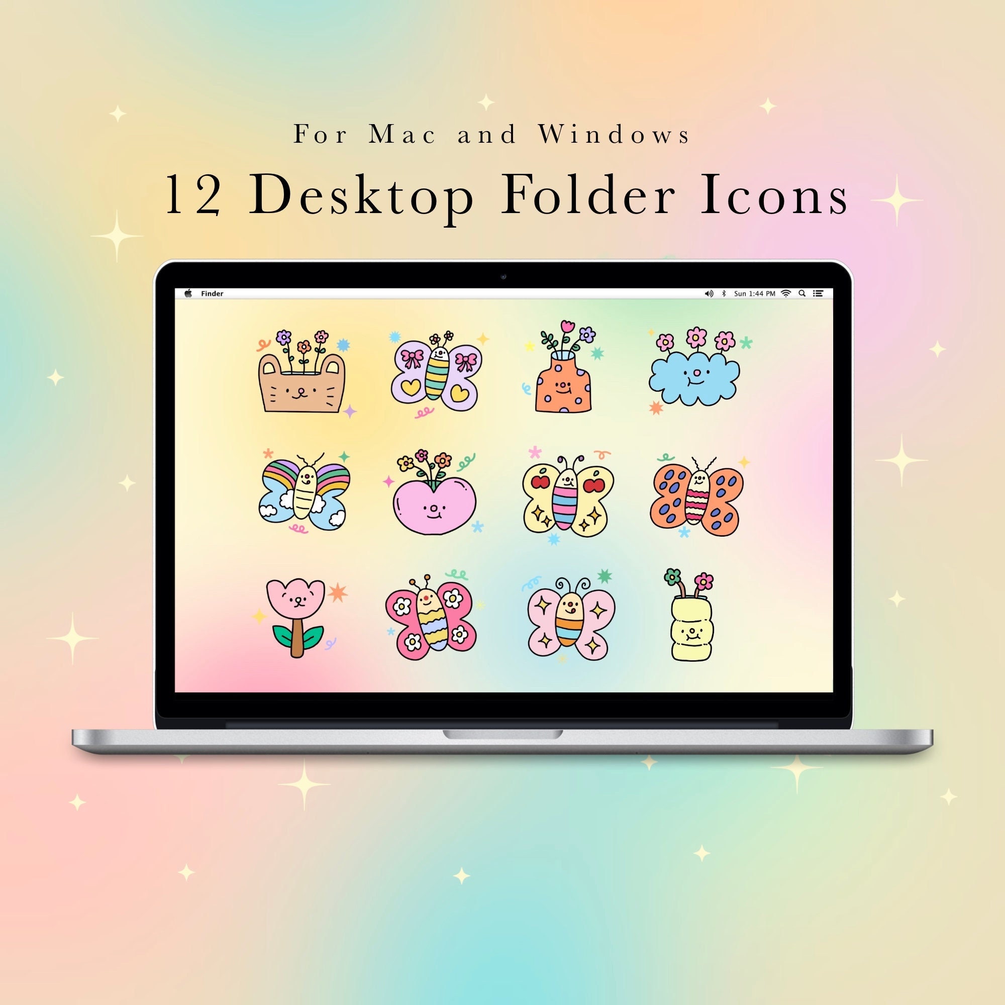 12 Cute Desktop Folder Icons,minimalist Desktop Folder Icons,macbook ...