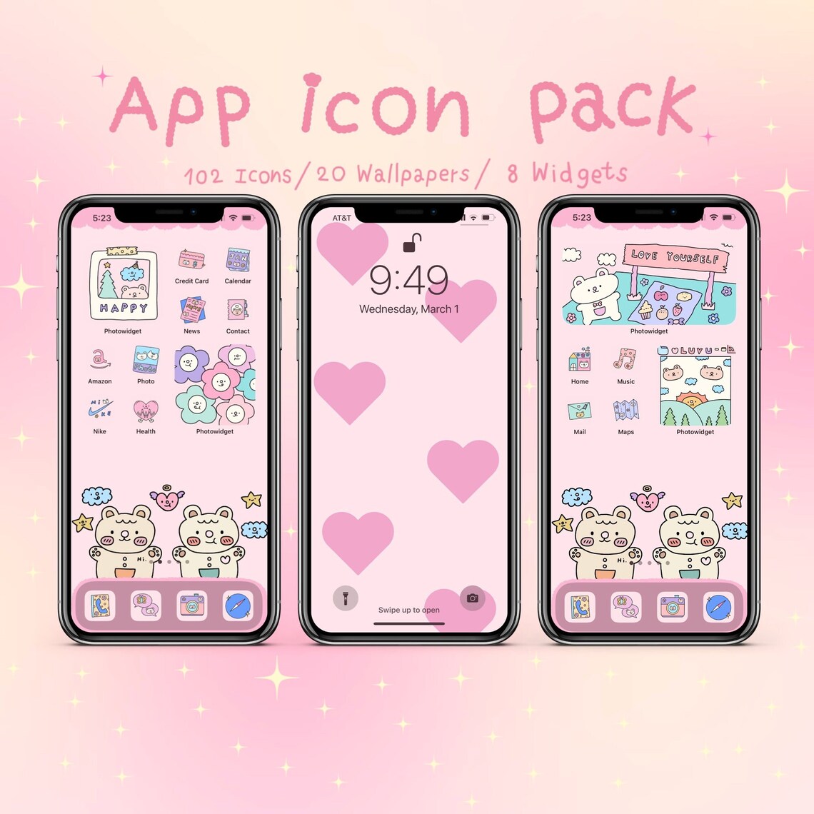 130 Pink App Icon Pack,cute Icon,cute Widgets,kawaii App Icon,pastel ...