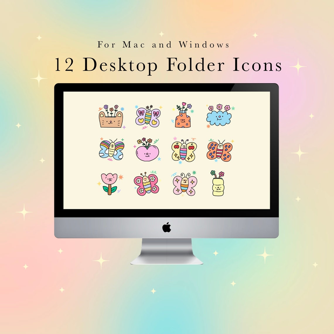 12 Cute Desktop Folder Icons,minimalist Desktop Folder Icons,macbook ...
