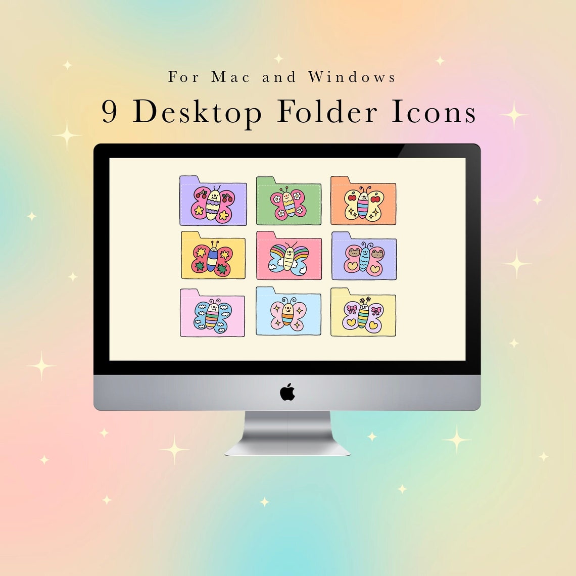 9 Cute Desktop Folder Icons,minimalist Desktop Folder Icons,macbook ...