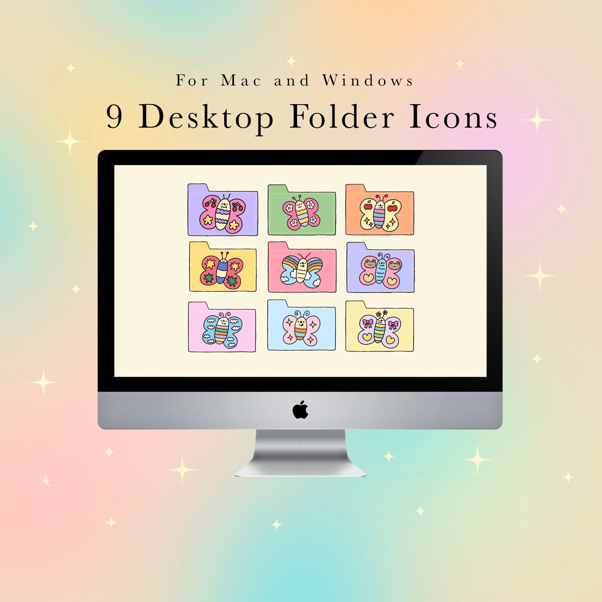 9 Cute Desktop Folder Icons,minimalist Desktop Folder Icons,macbook ...