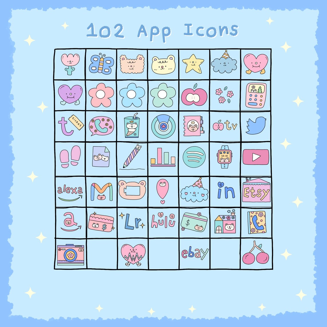 130 App Icon Pack,cute Icon,cute Widgets,kawaii App Icon,pastel Icon ...