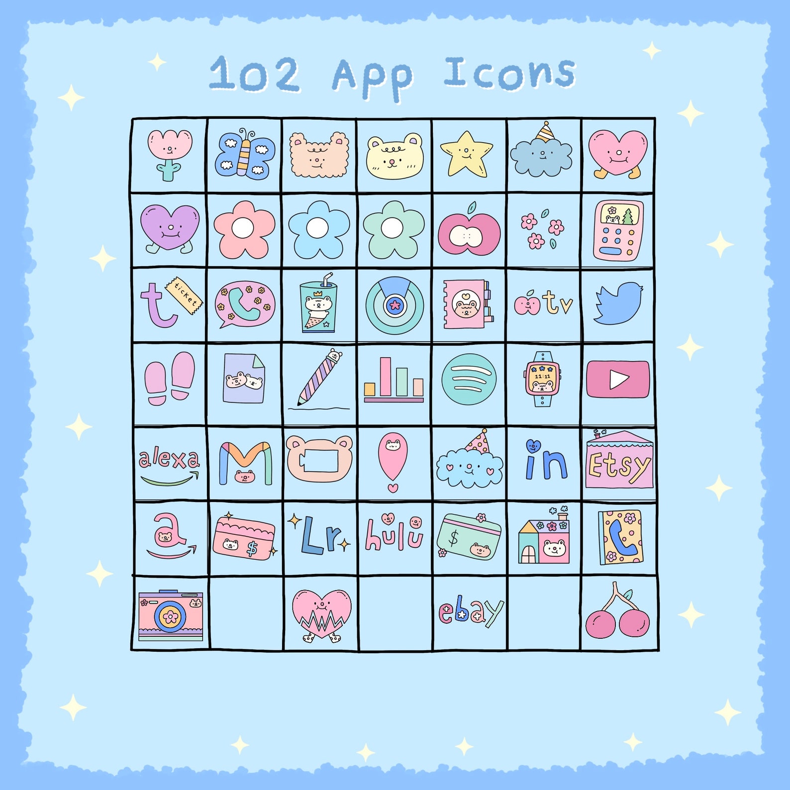 130 App Icon Pack,cute Icon,cute Widgets,kawaii App Icon,pastel Icon ...