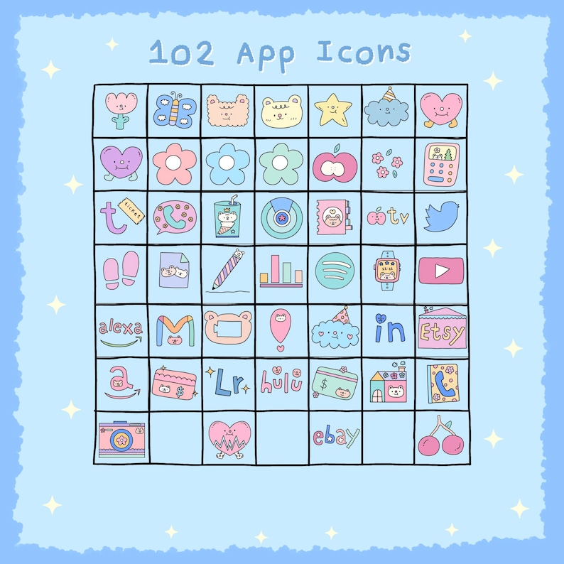 130 App Icon Pack,cute Icon,cute Widgets,kawaii App Icon,pastel Icon ...