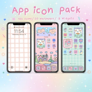 130 App Icon Pack,cute Icon,cute Widgets,kawaii App Icon,pastel Icon ...
