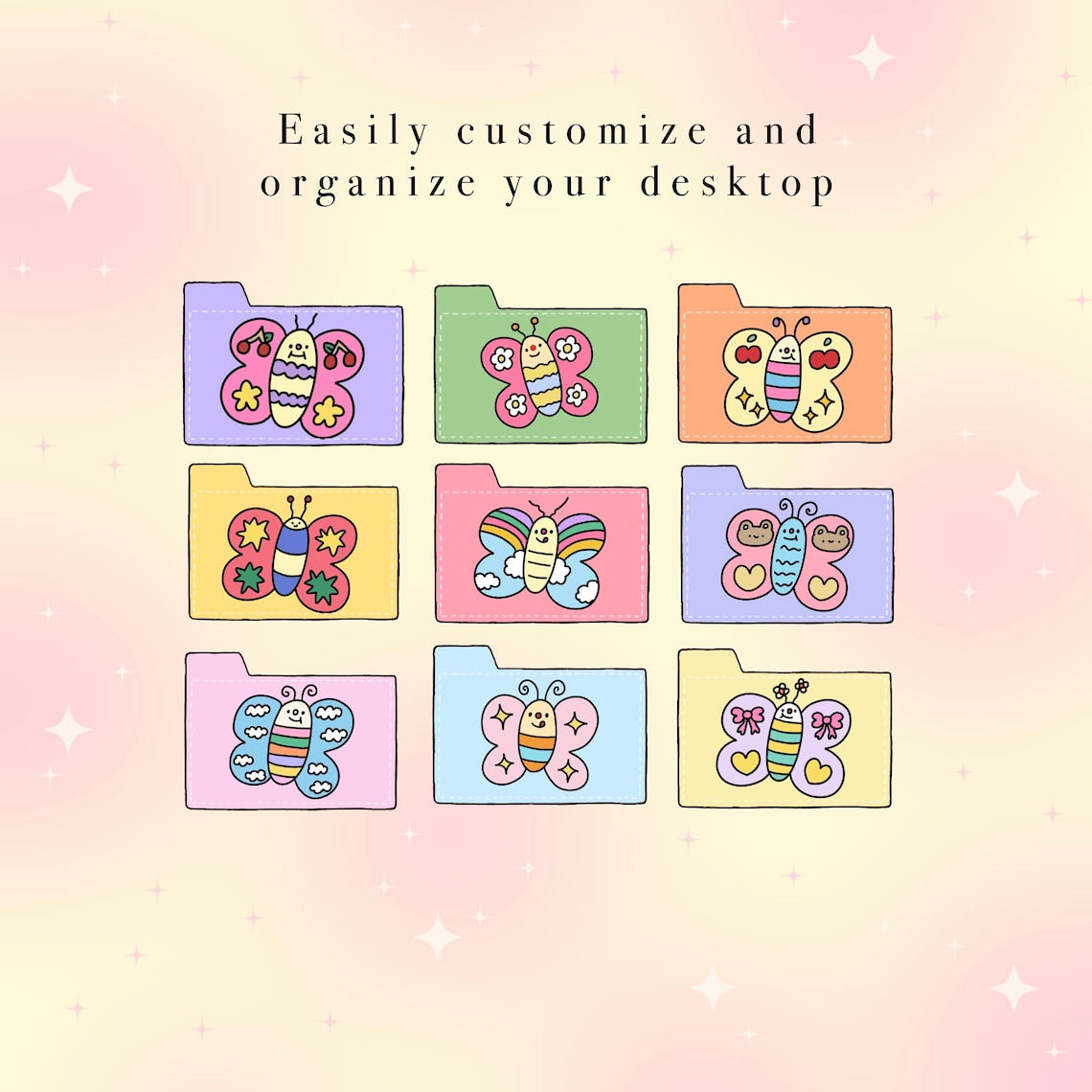 9 Cute Desktop Folder Icons,minimalist Desktop Folder Icons,macbook ...