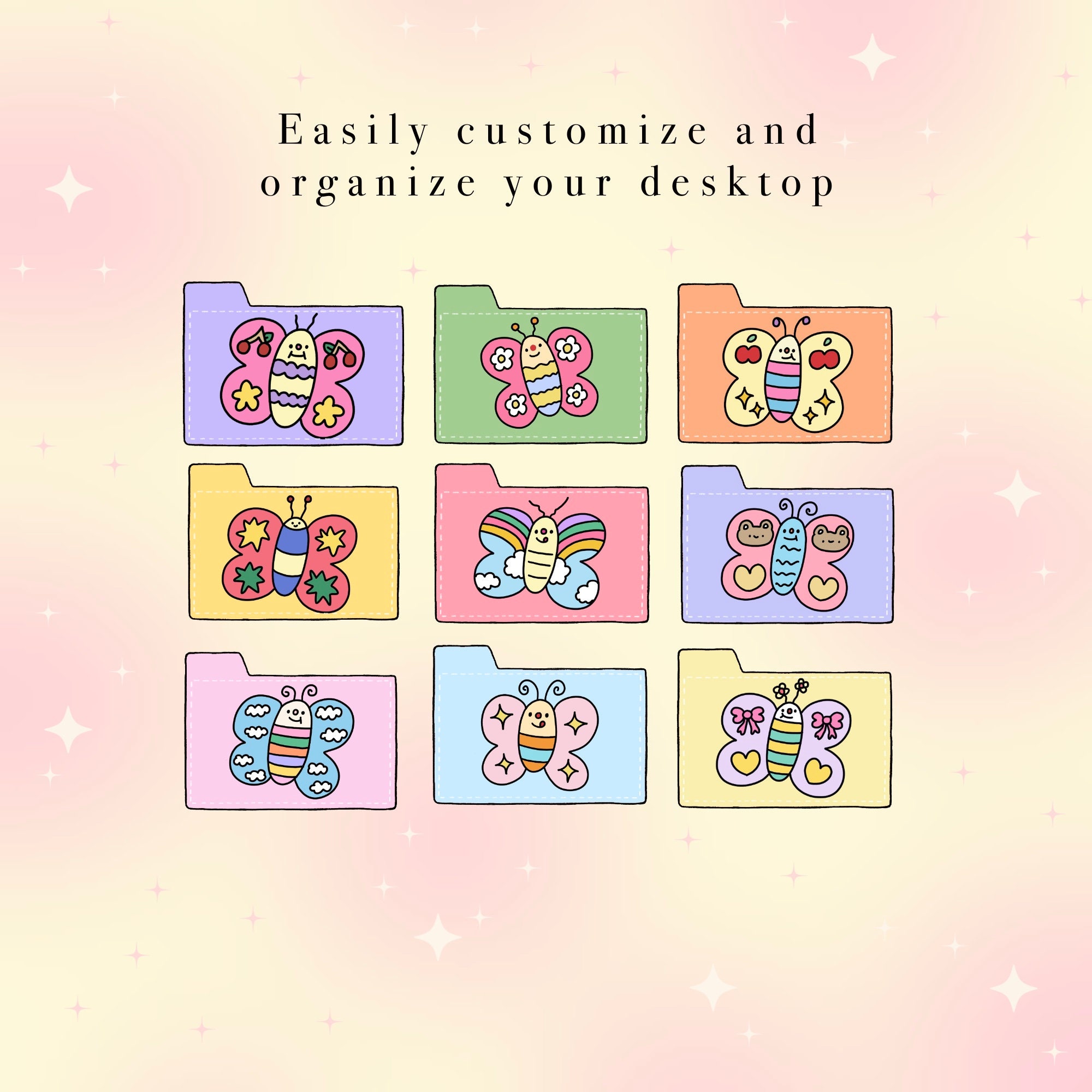 9 Cute Desktop Folder Icons,minimalist Desktop Folder Icons,macbook ...