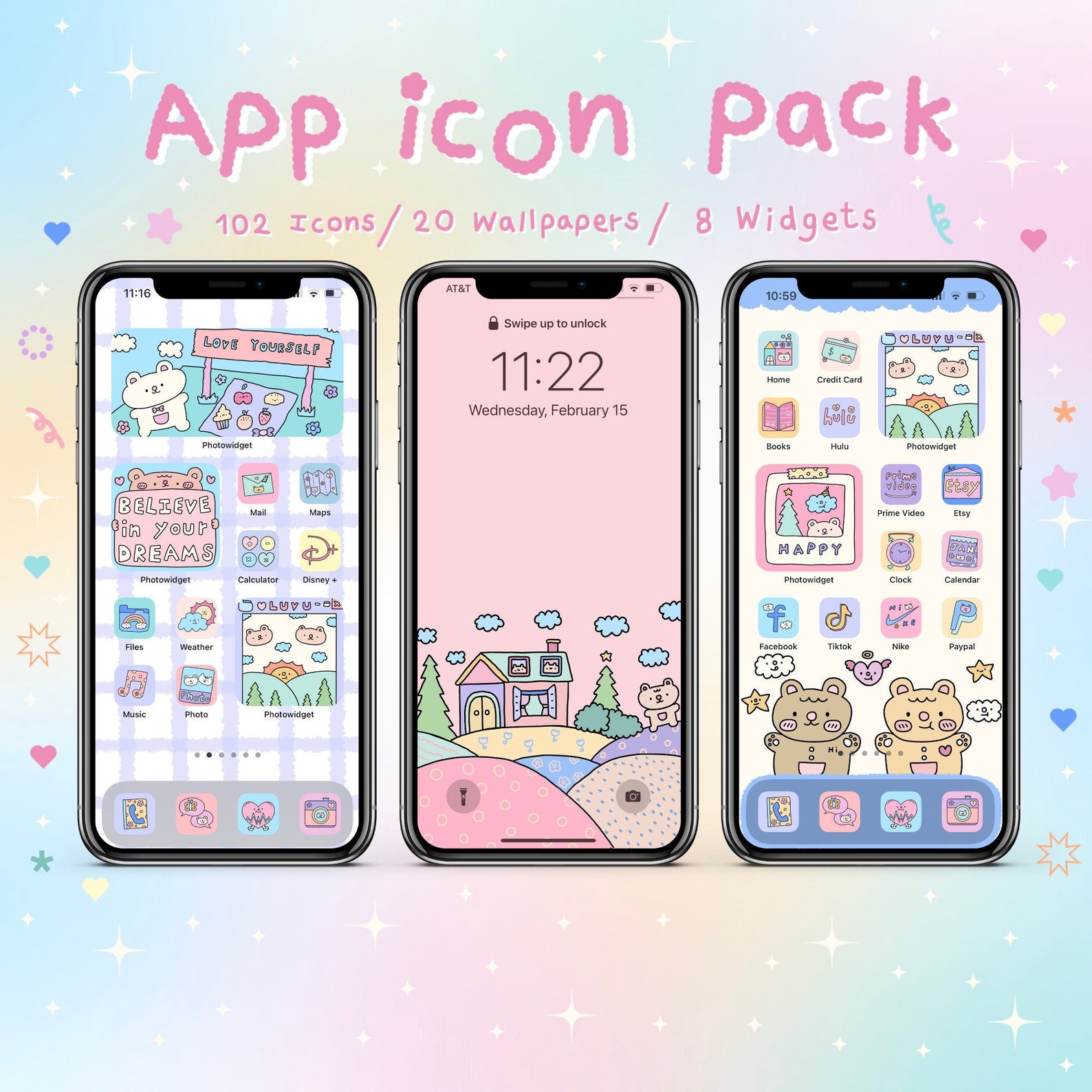 130 App Icon Pack,cute Icon,cute Widgets,kawaii App Icon,pastel Icon ...