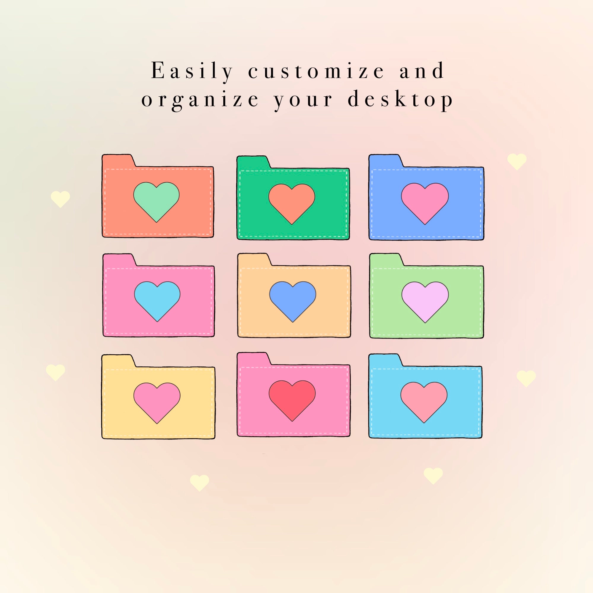 9 Cute Desktop Folder Icons,minimalist Desktop Folder Icons,macbook ...