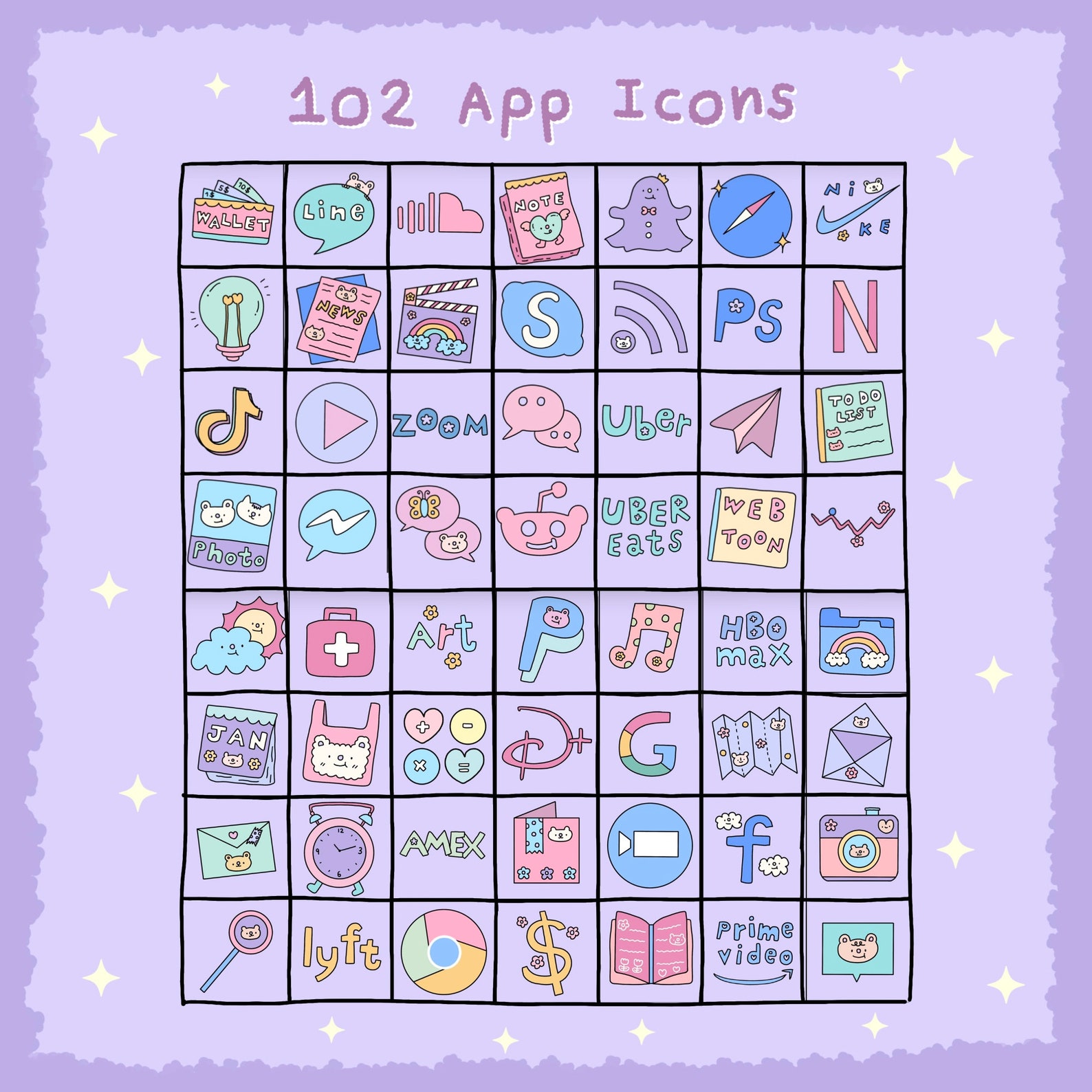 130 Cute App Icon Pack,cute Icon,cute Widgets,kawaii App Icon,pastel ...