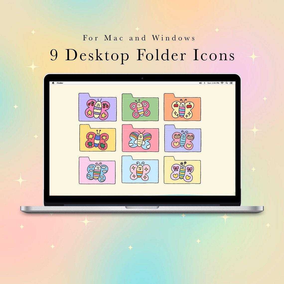 9 Cute Desktop Folder Icons,minimalist Desktop Folder Icons,macbook ...