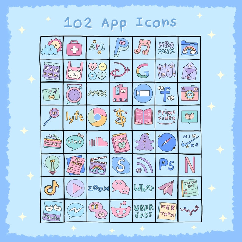 130 App Icon Pack,cute Icon,cute Widgets,kawaii App Icon,pastel Icon ...