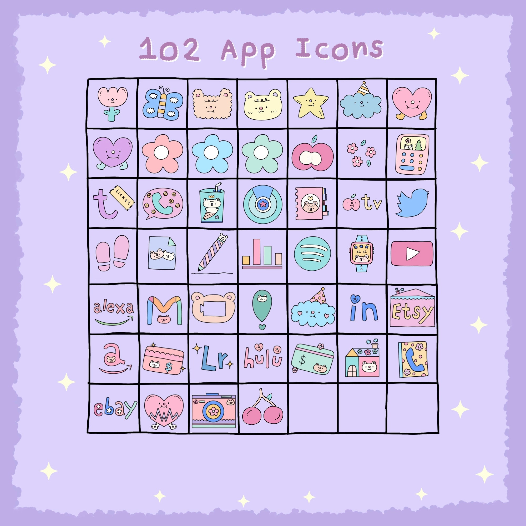 130 Cute App Icon Pack,cute Icon,cute Widgets,kawaii App Icon,pastel ...
