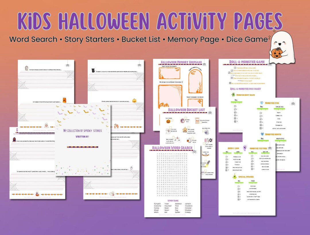 Halloween Kids Activity Bundle: Games, Stories, Word Search (PDF) - Etsy