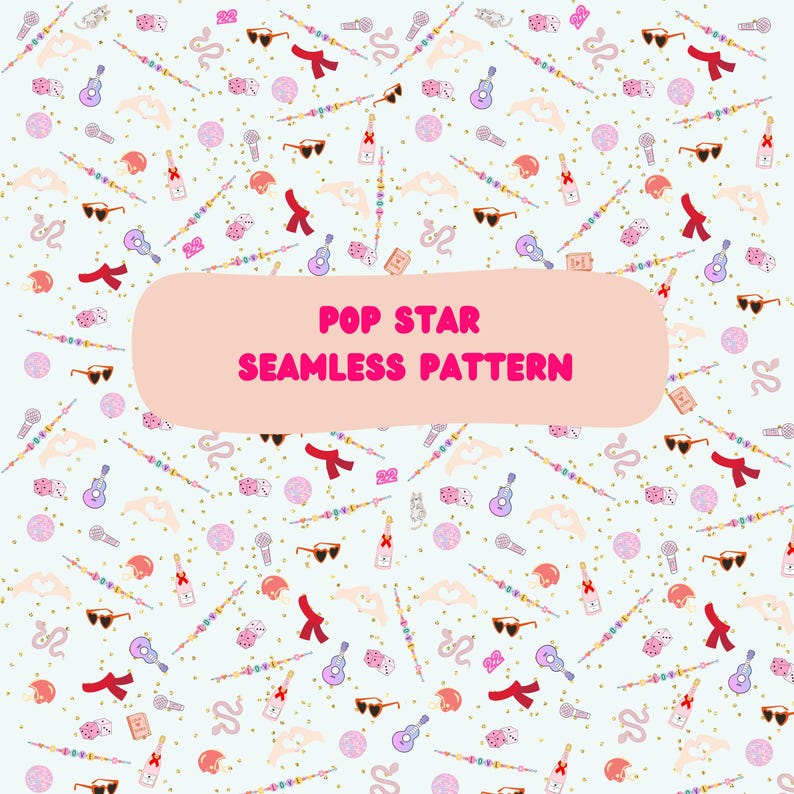 Pop Music Seamless Pattern: Friendship Bracelets, Champagne (PNG Digital Download) - Etsy