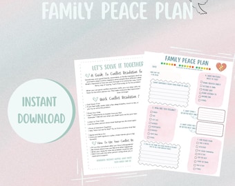 Family Peace Plan Worksheet | Printable Conflict Resolution Kids | Calm ...