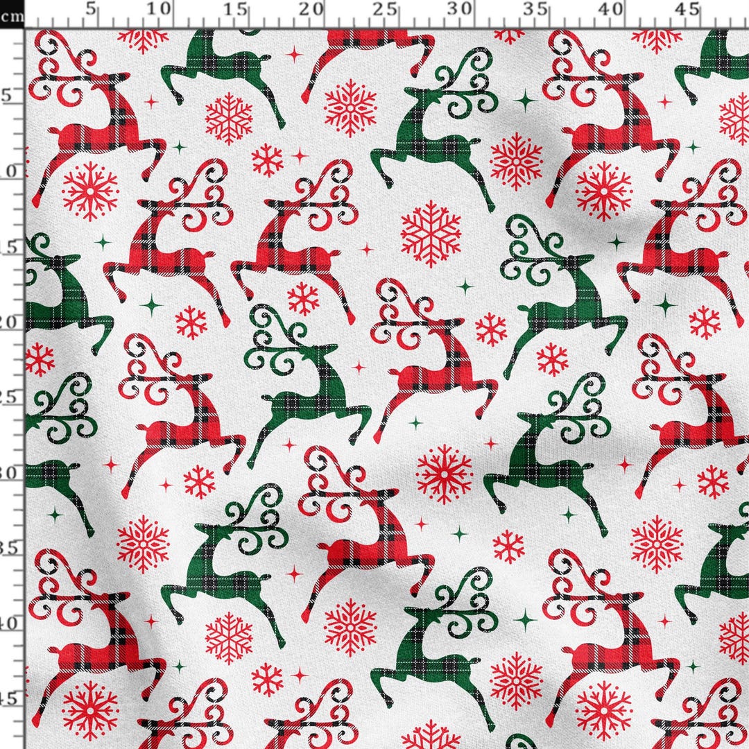 White Deer Pattern Fabric Width 56/christmas Fabric/oeko-tex® Polyester ...