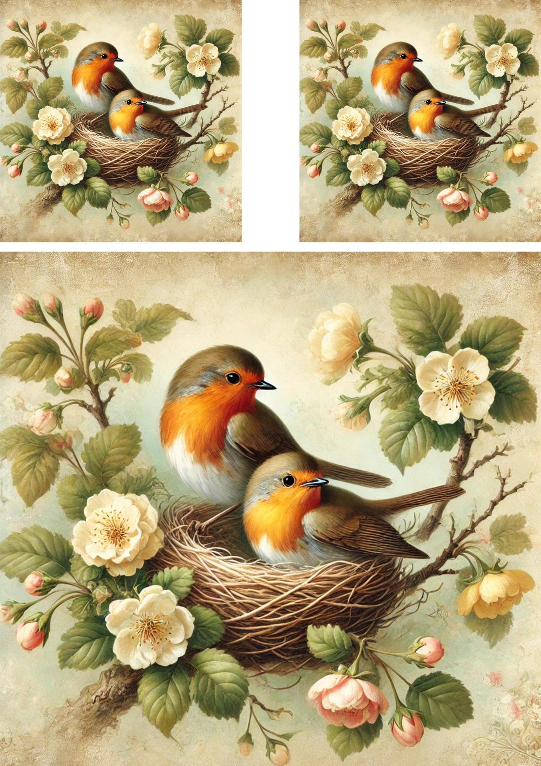 Robin Nest Rice Paper: Shabby Chic Spring Bird Decoupage (A4) - Etsy