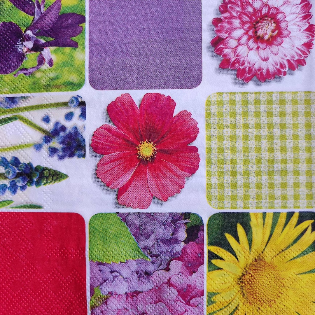 4 Paper Napkins for Decoupage, Spring Flowers, Floral Paper Napkins ...