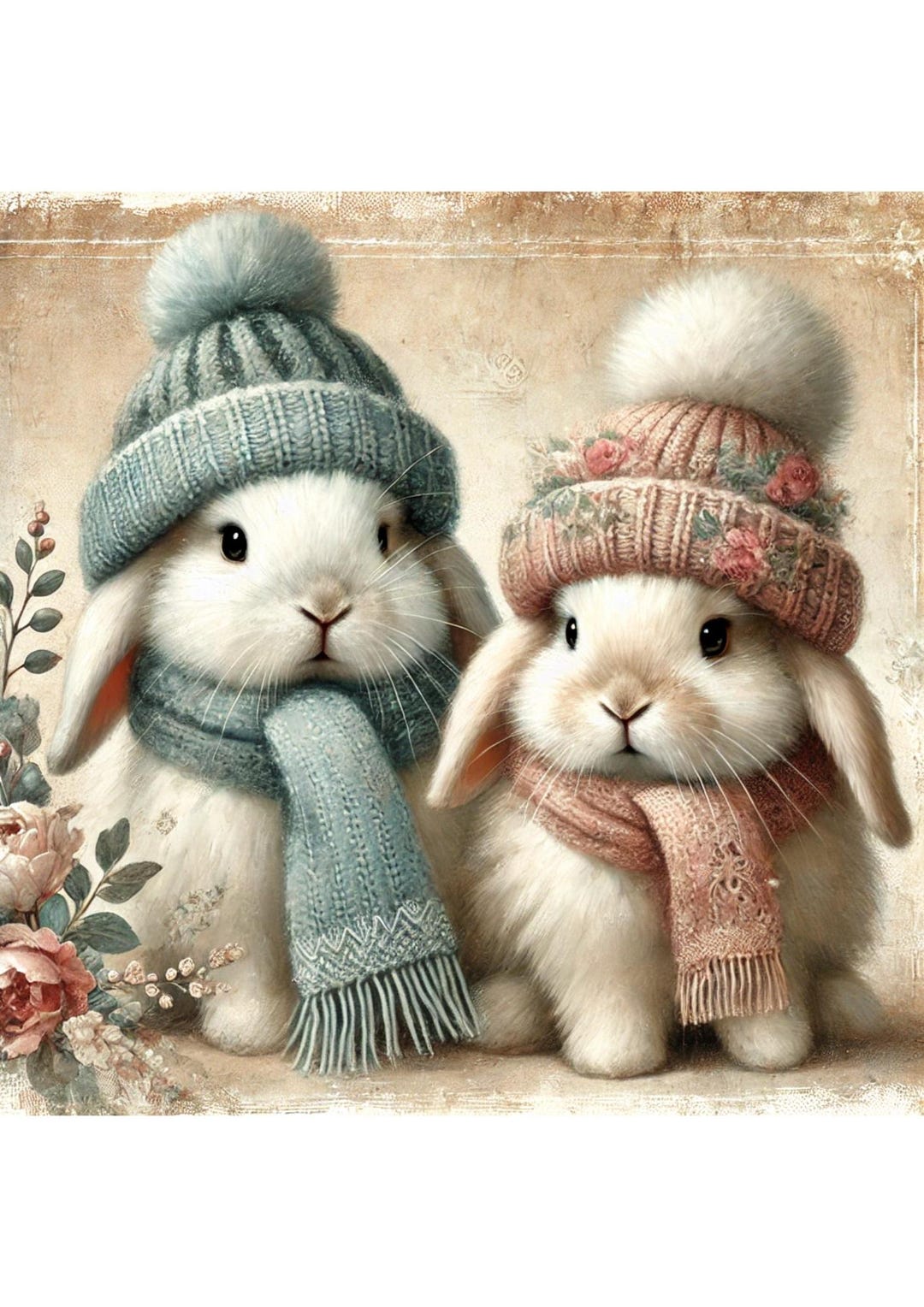 Cute White Rabbits, Rice Paper for Decoupage, Card Making Supplies ...