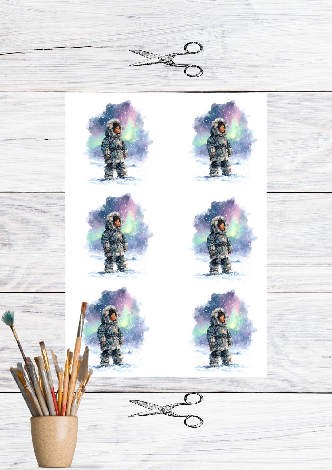Inuit Child & Aurora Borealis - A4 Rice Paper for Winter Crafts and ...