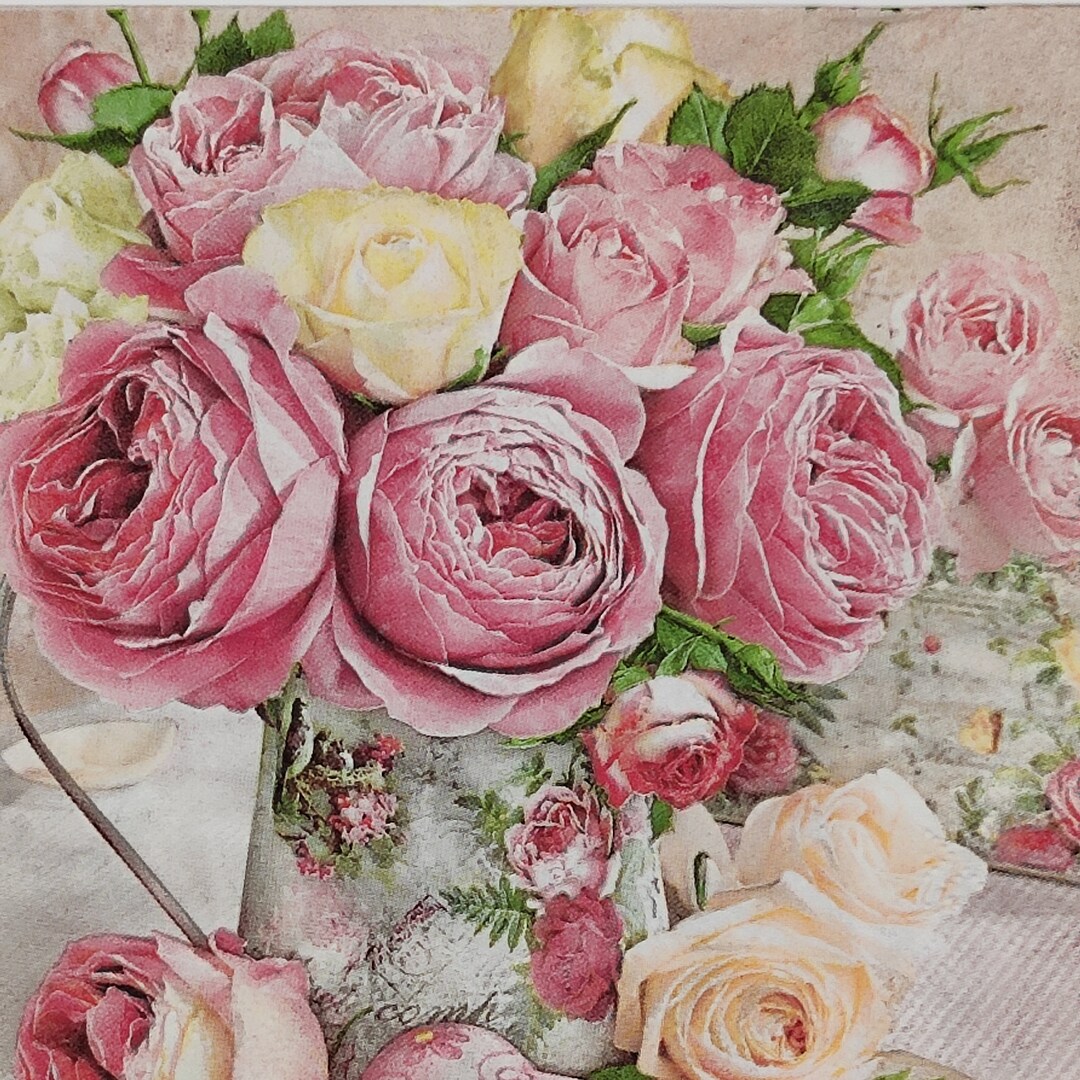 4 Shabby Roses Paper Napkins for Decoupage Craft Collage Journal ...