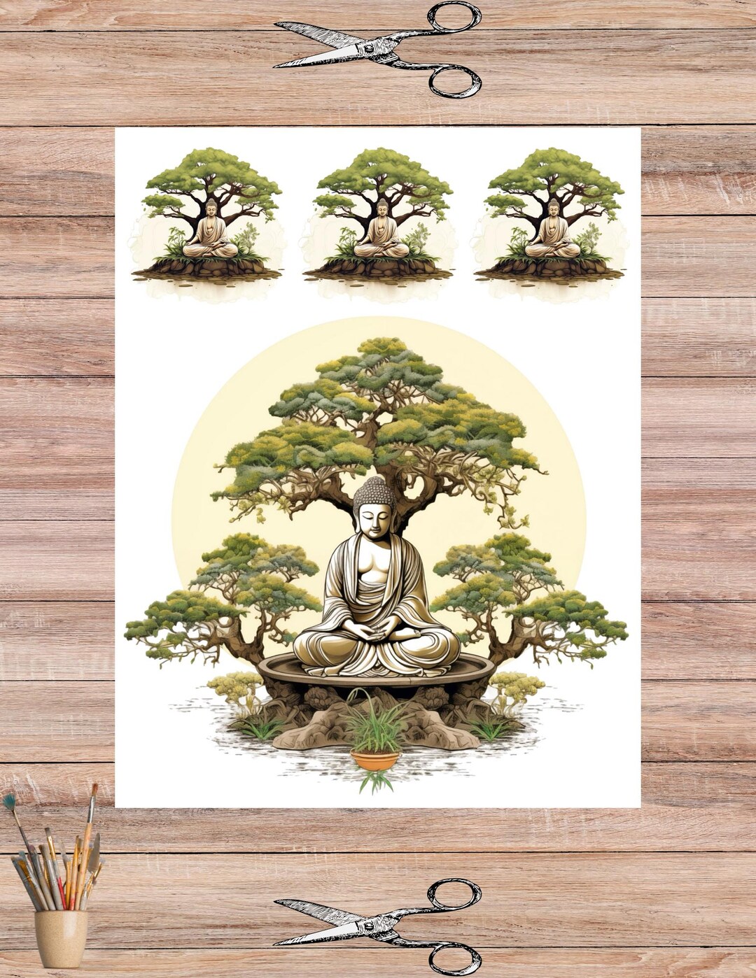 Meditating Buddha Under Sacred Tree Rice Paper, Perfect for Decoupage ...