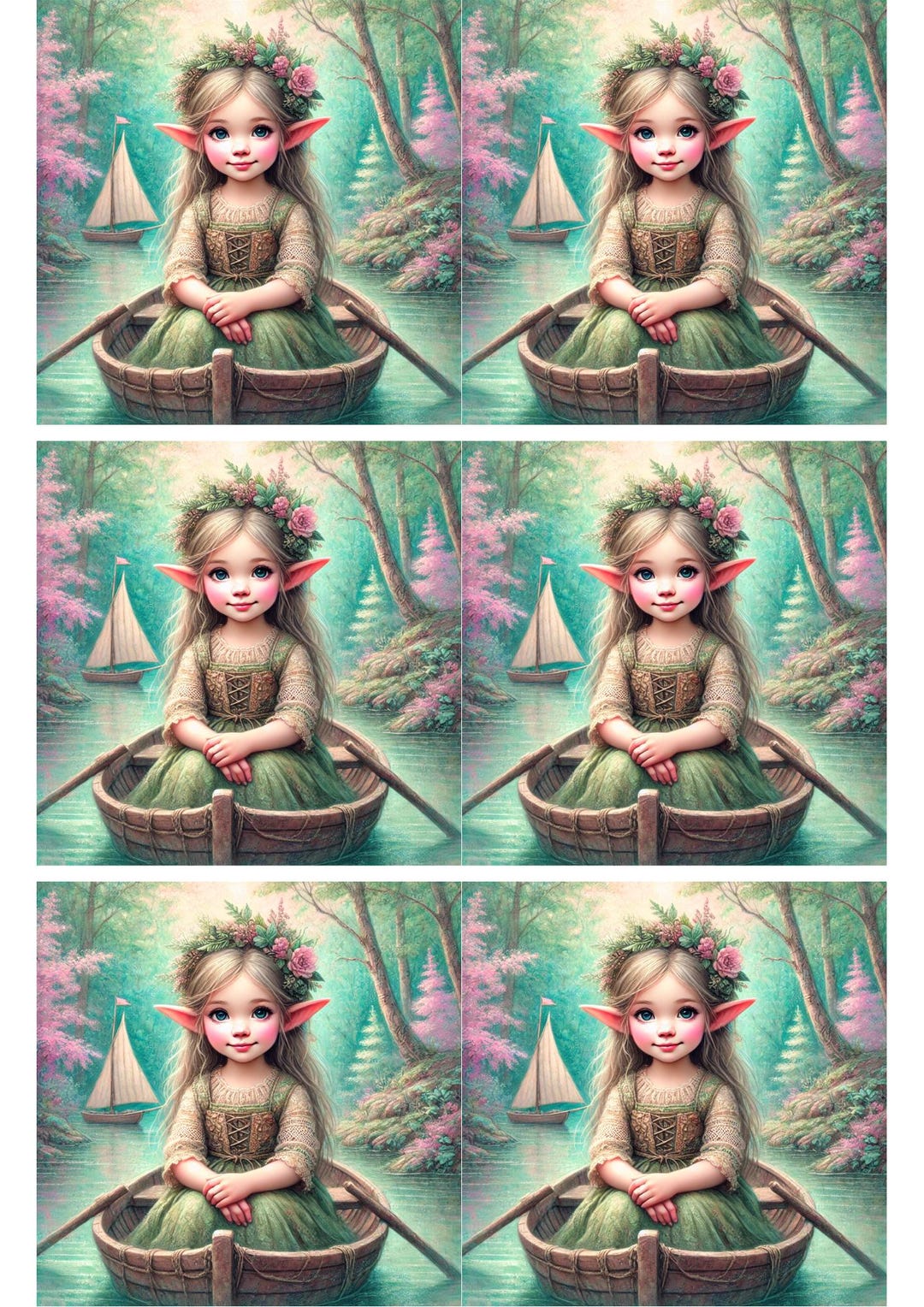 Rice Paper for Decoupage, Little Fairy in the Boat Collage Sheet A4 ...