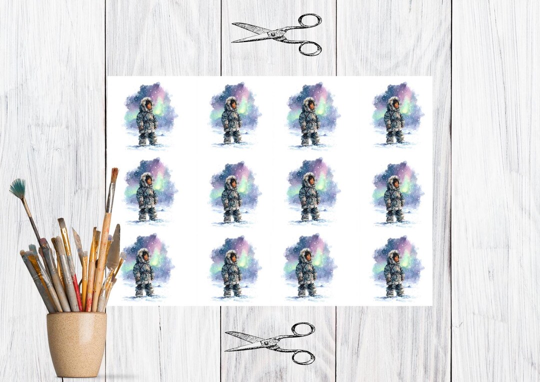Inuit Child & Aurora Borealis - A4 Rice Paper for Decoupage, Journaling ...