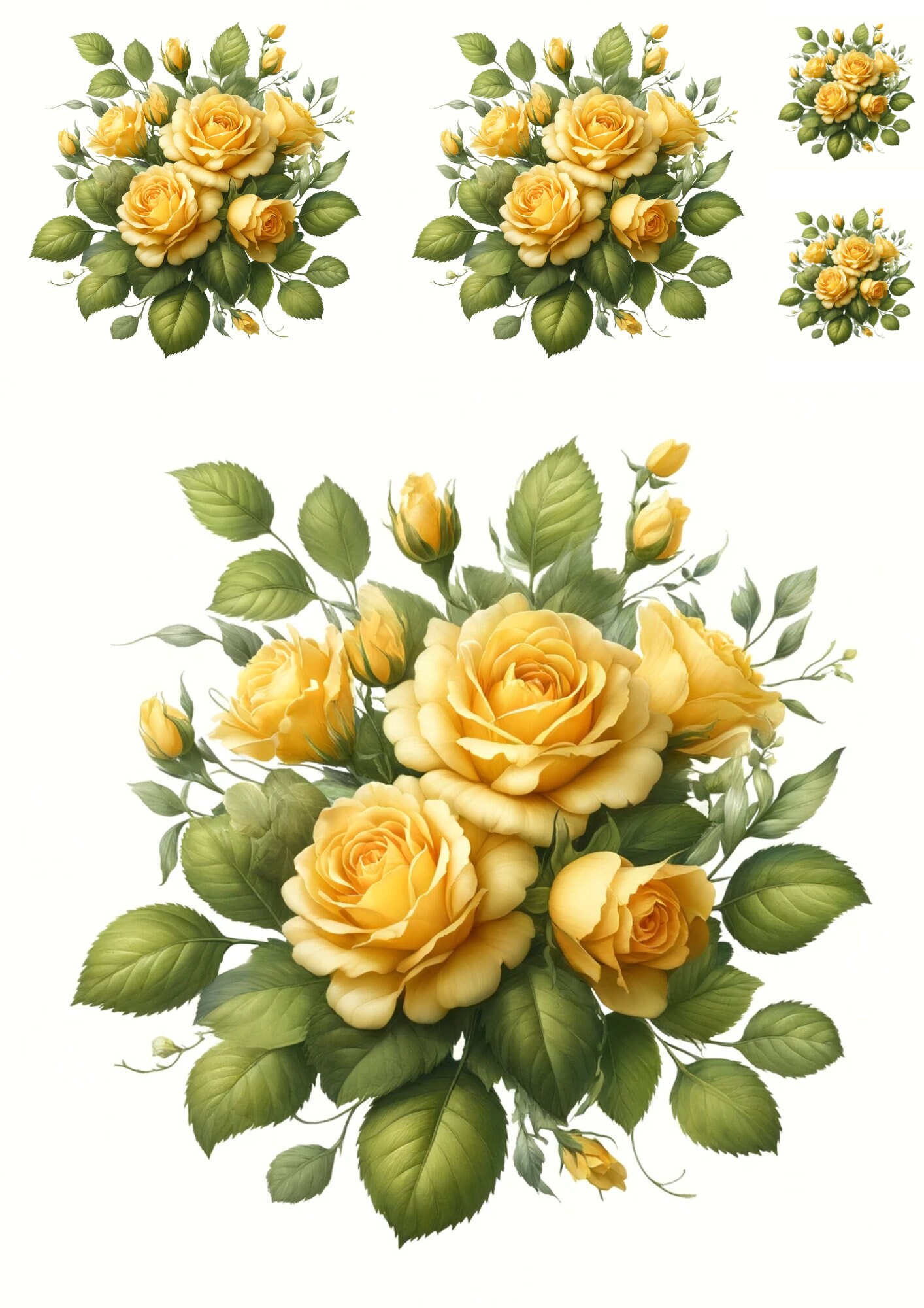 Yellow Roses Collage Rice Paper for Decoupage Crafting Scrapbooking ...