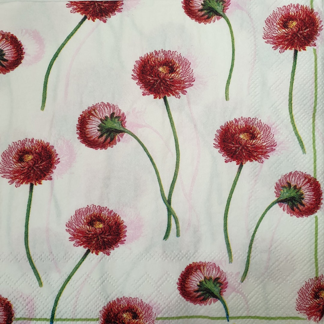 Daisy Paper Napkins: Floral Decoupage, Scrapbooking - Set of 4 - Etsy