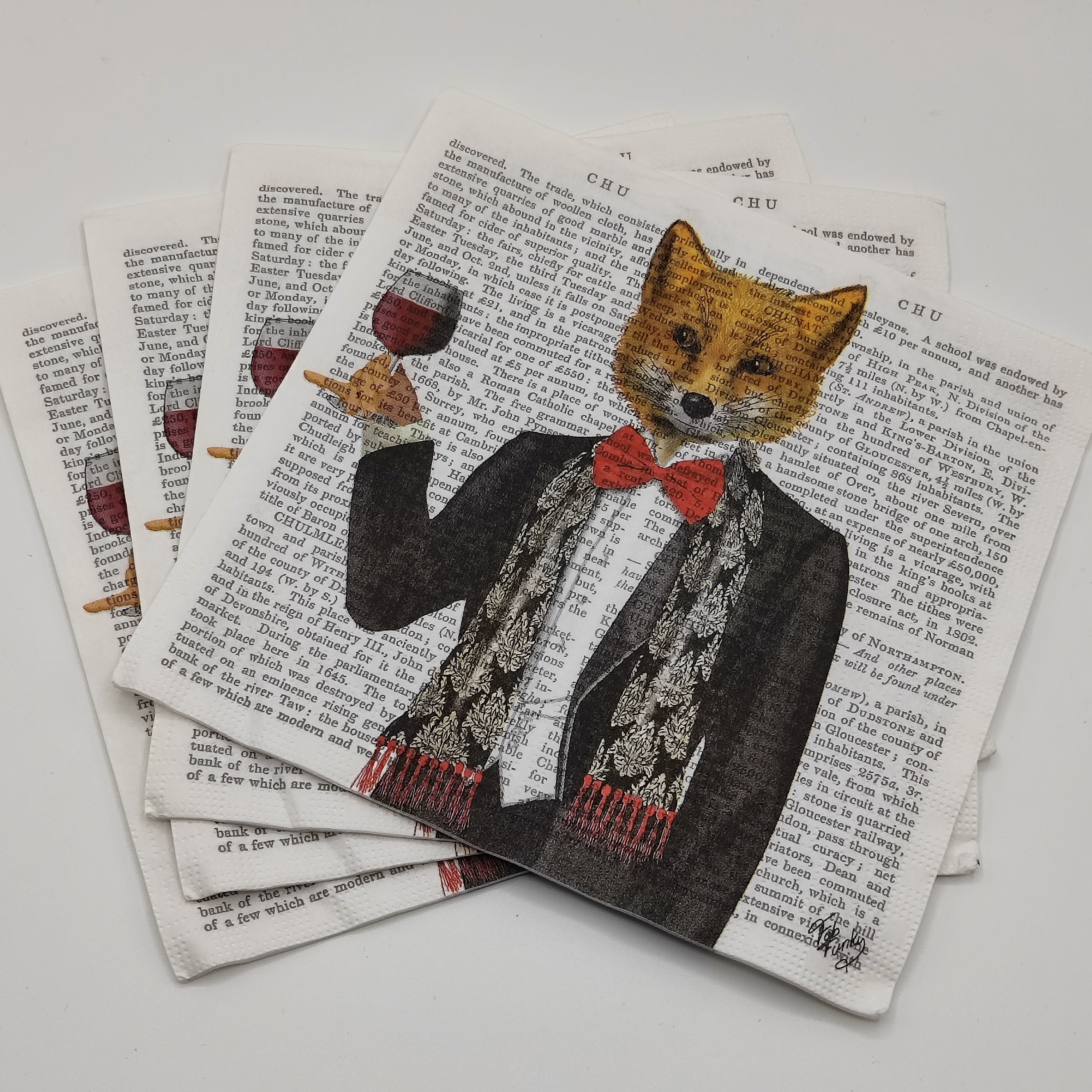 4 Fox Lord Gentleman Decorative Paper Napkins for Decoupage Craft ...