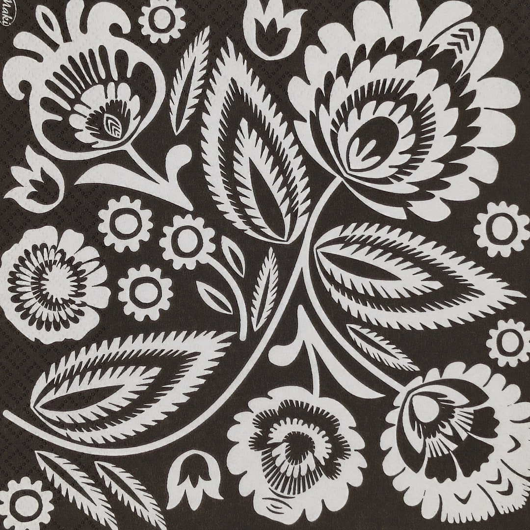 4 Decoupage Paper Napkins for Craft Scrapbooking Art, Black and White ...