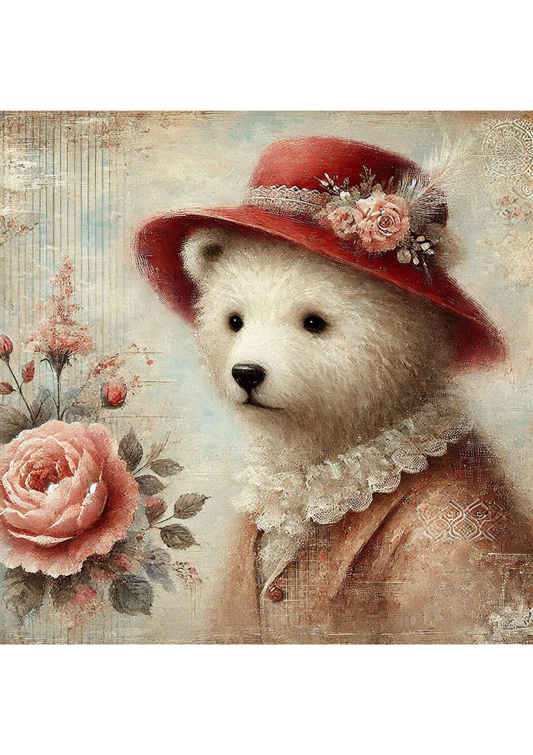 Teddy Bear Portrait Rice Paper: Shabby Chic Decoupage (A4 Single Sheet ...