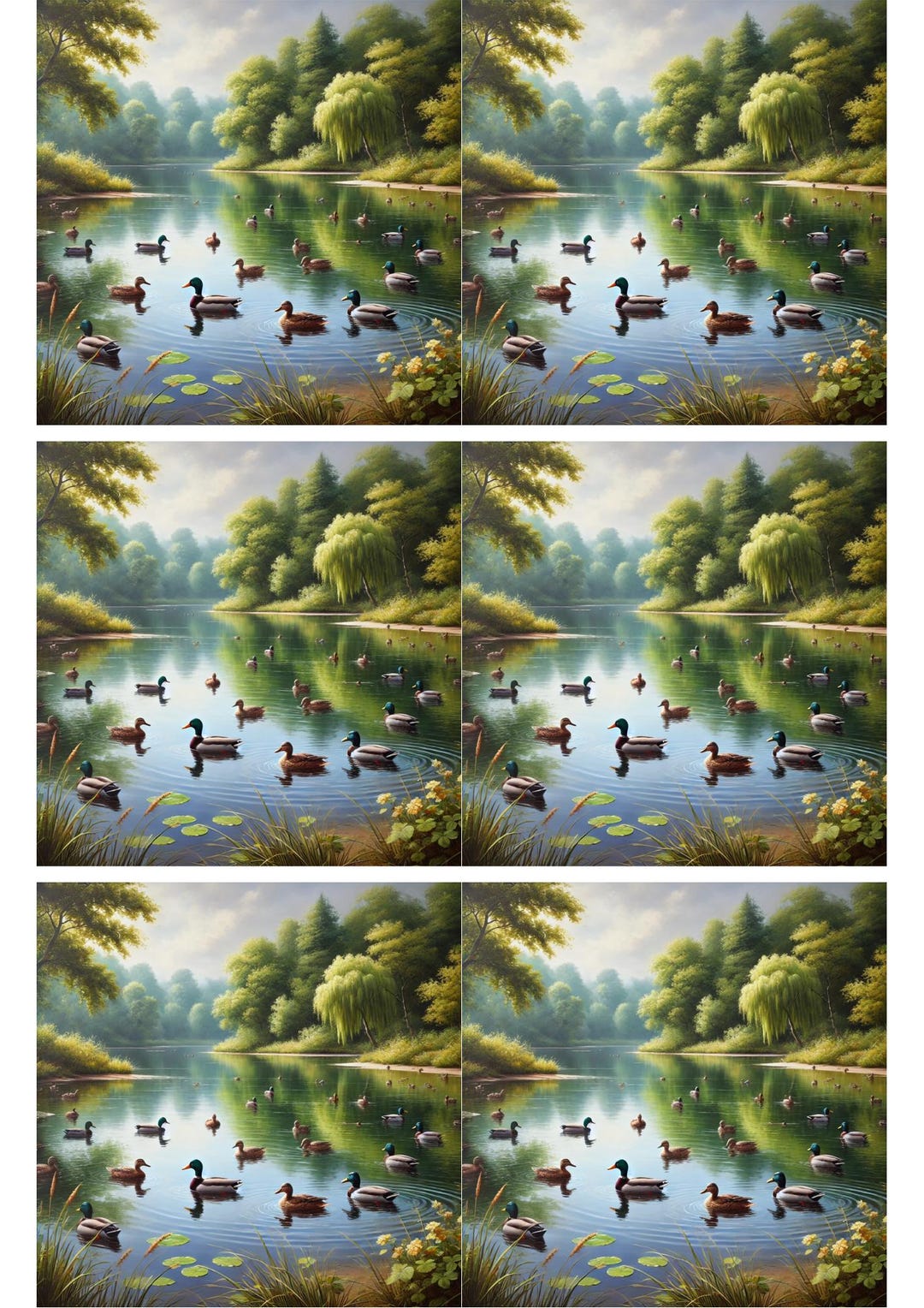Ducks on the Lake Collage Sheet, Rice Paper for Decoupage, Scrapbook ...